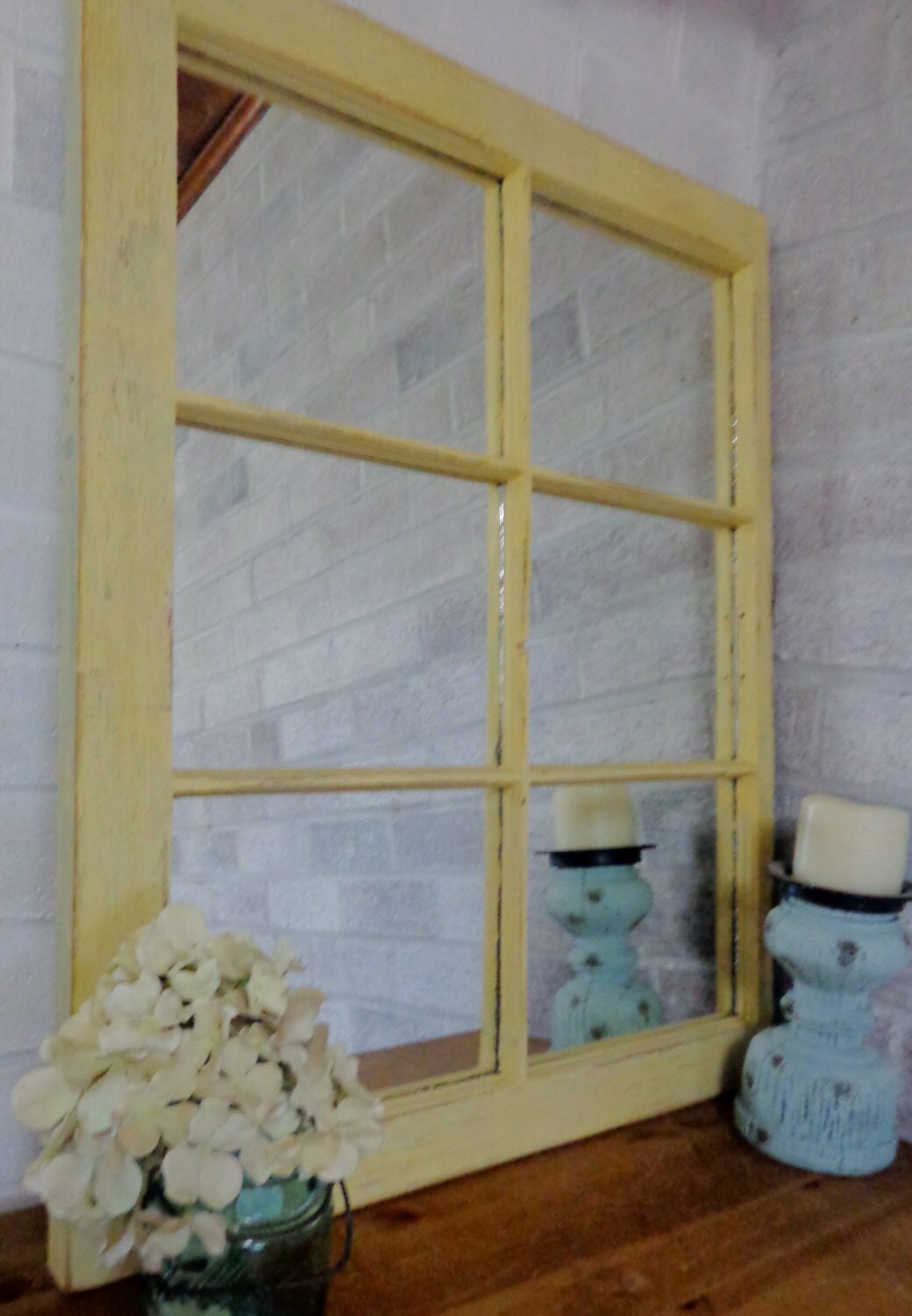 Mirror Wall Decor Reclaimed Wood Window Mirror 6 Pane Frame | Etsy