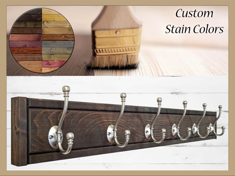 Rustic Wall Mounted Warminster Coat Rack With Hooks, Handmade Towel ...