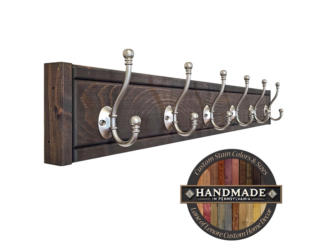 Rustic Wall Mounted Warminster Coat Rack With Hooks, Handmade Towel ...