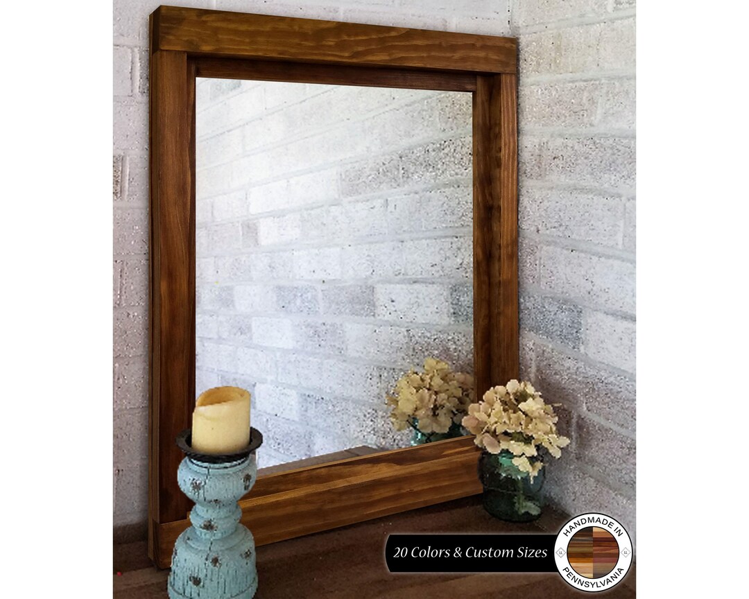 Farmhouse Framed Wall Mirror, Custom Sizes, 20 Stain Colors Provincial ...