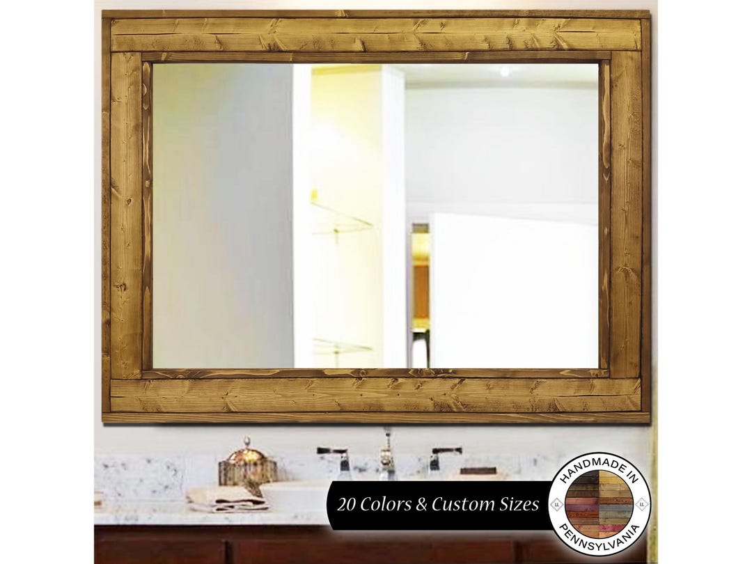 Herringbone Rustic Large Vanity Mirror, Wall Decorative Mirror, Rustic ...