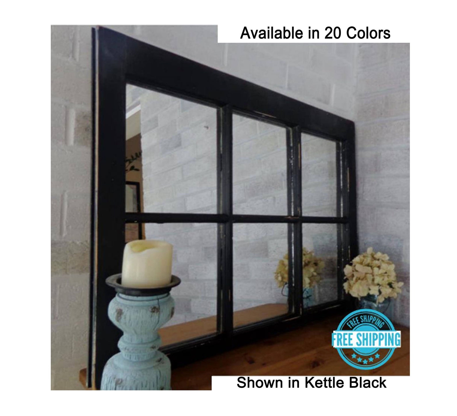 Mirror Wall Decor Reclaimed Wood Window Mirror 6 Pane Frame - Etsy