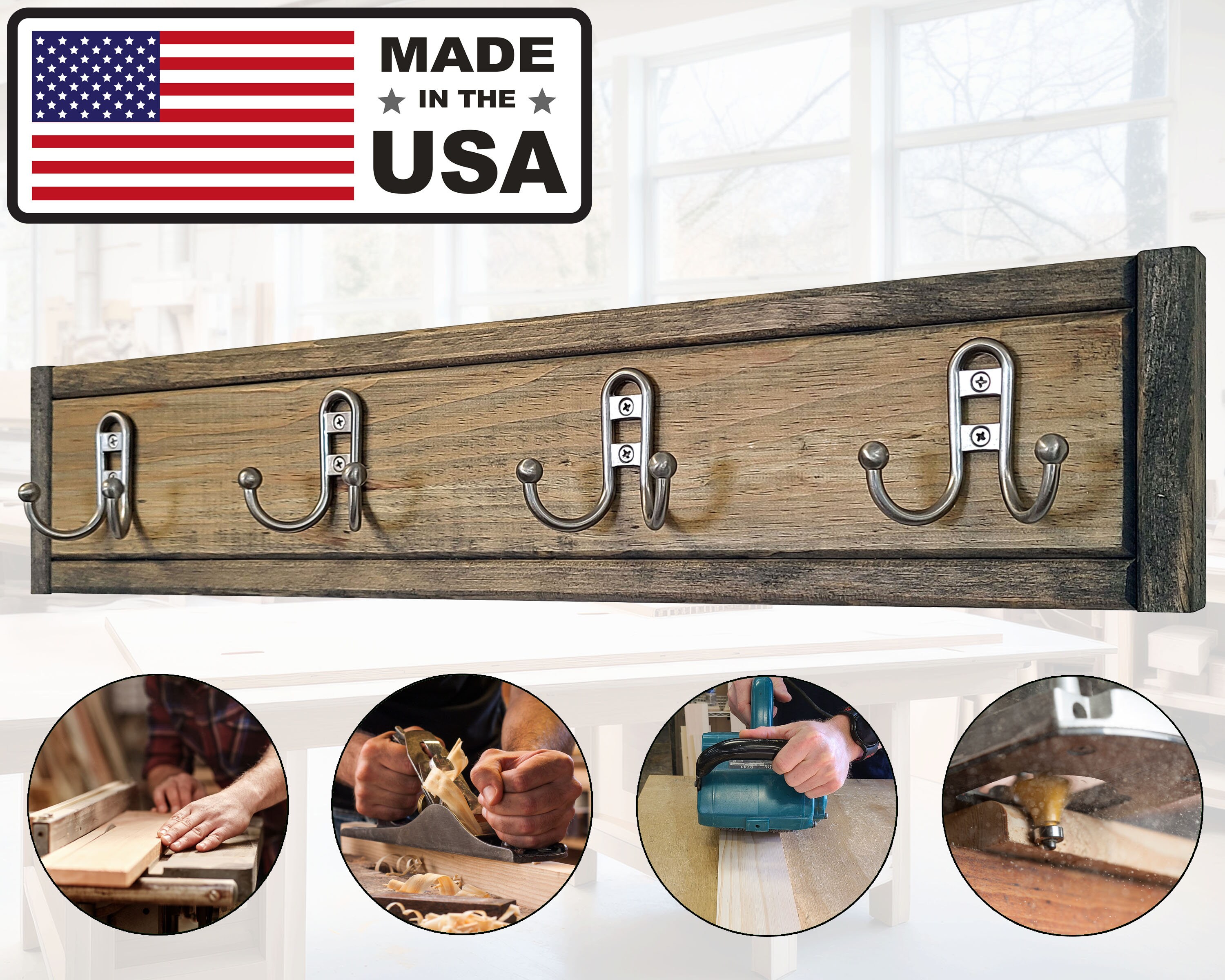 Customizable Utility Wall Hook Rack for Foyer & Mudroom Organization ...
