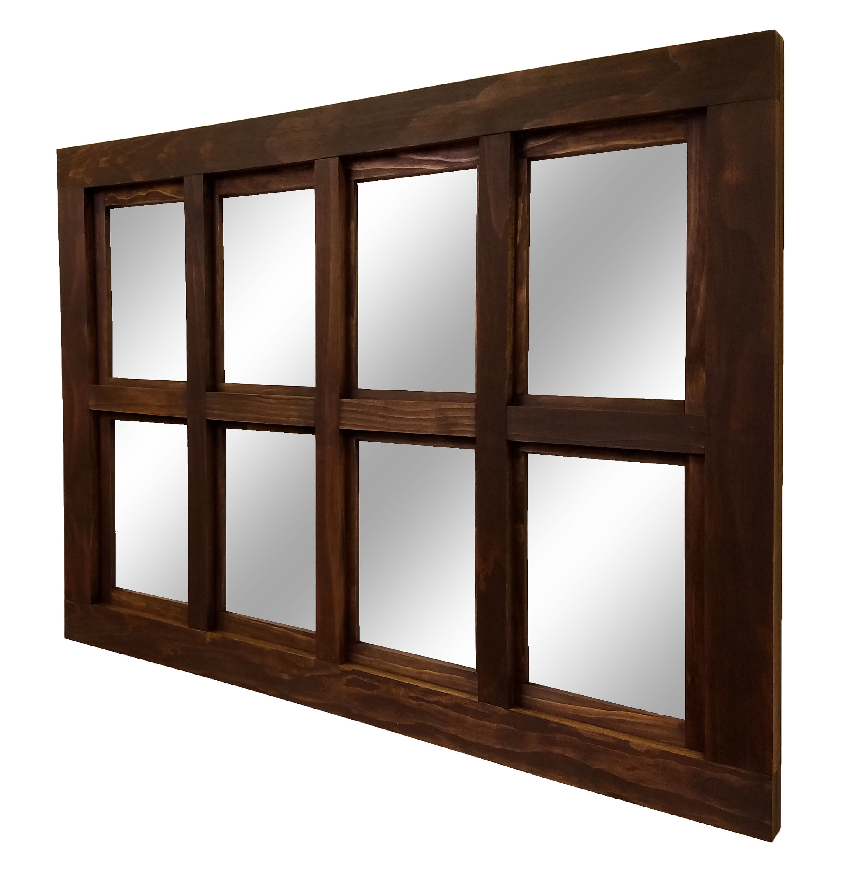 Farmhouse 8 Pane Large Framed Mirror 20 Stain Colors: Shown | Etsy