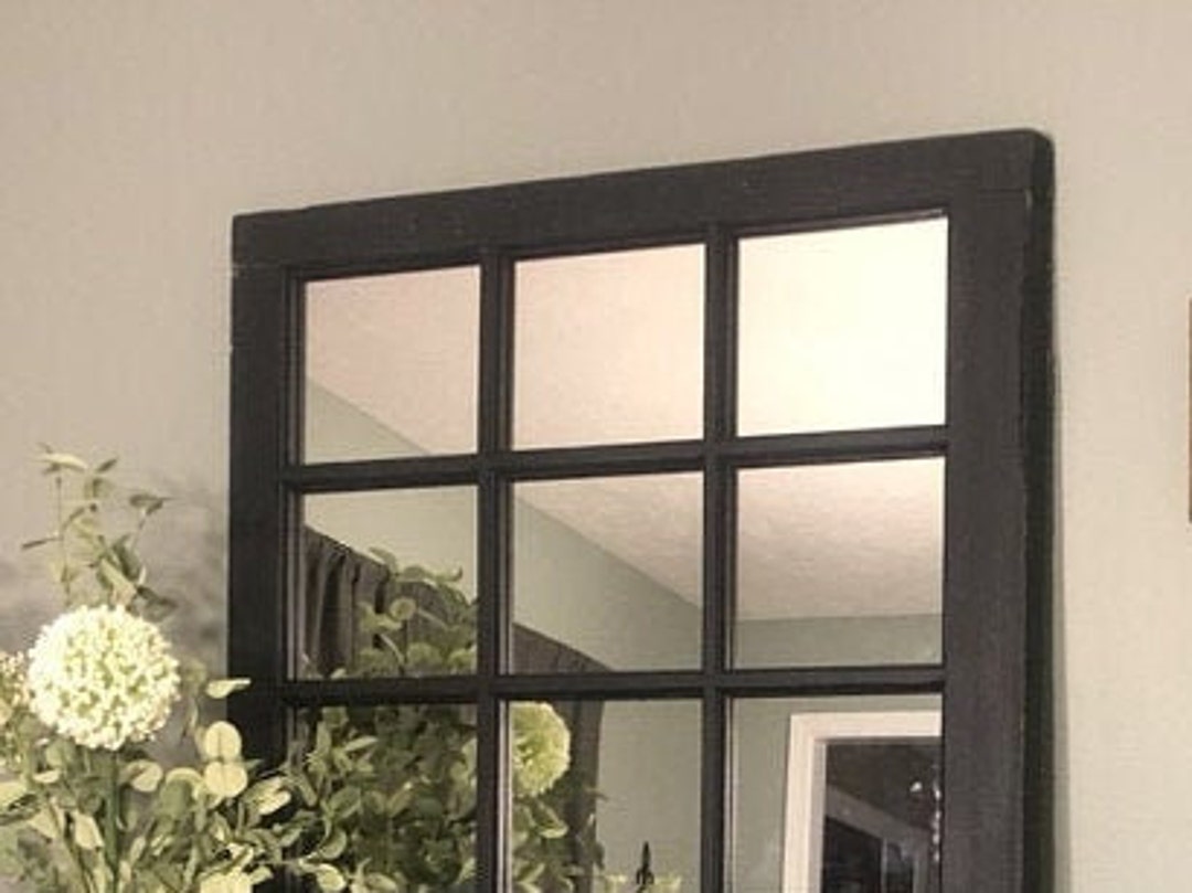 Mirror Wall Decor, Reclaimed Wood Window Mirror – 9 Pane Frame ...