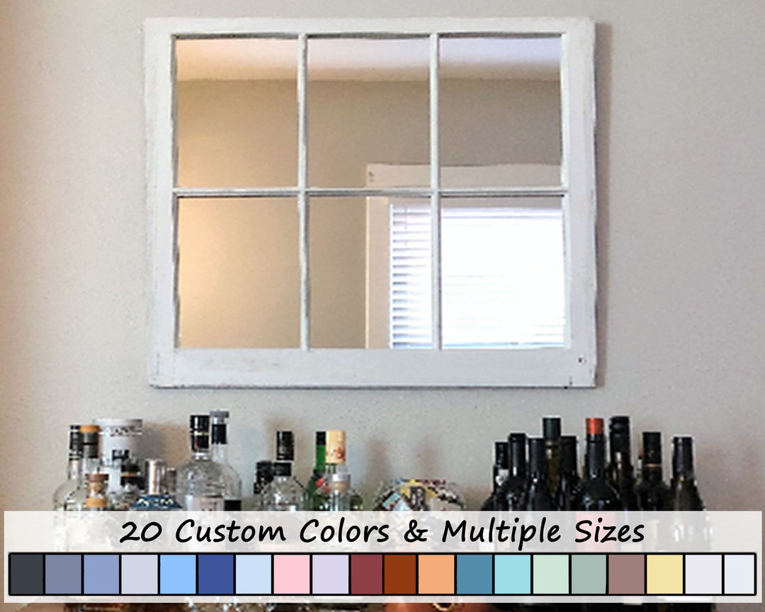 Reclaimed Wood Window Mirror: 28" X 27" White 6-pane Wall Decor - Etsy