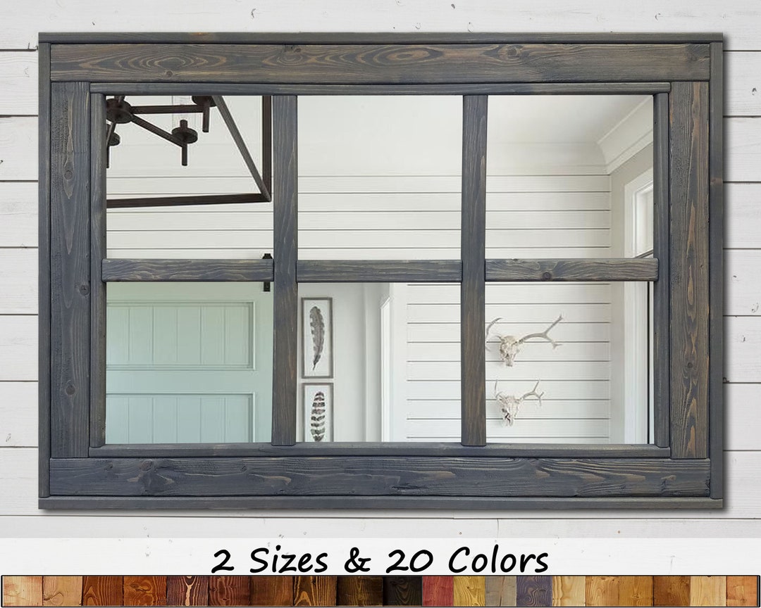 Herringbone Window 6 Pane Mirror Handmade Wood Mirror - Decorative Wall ...