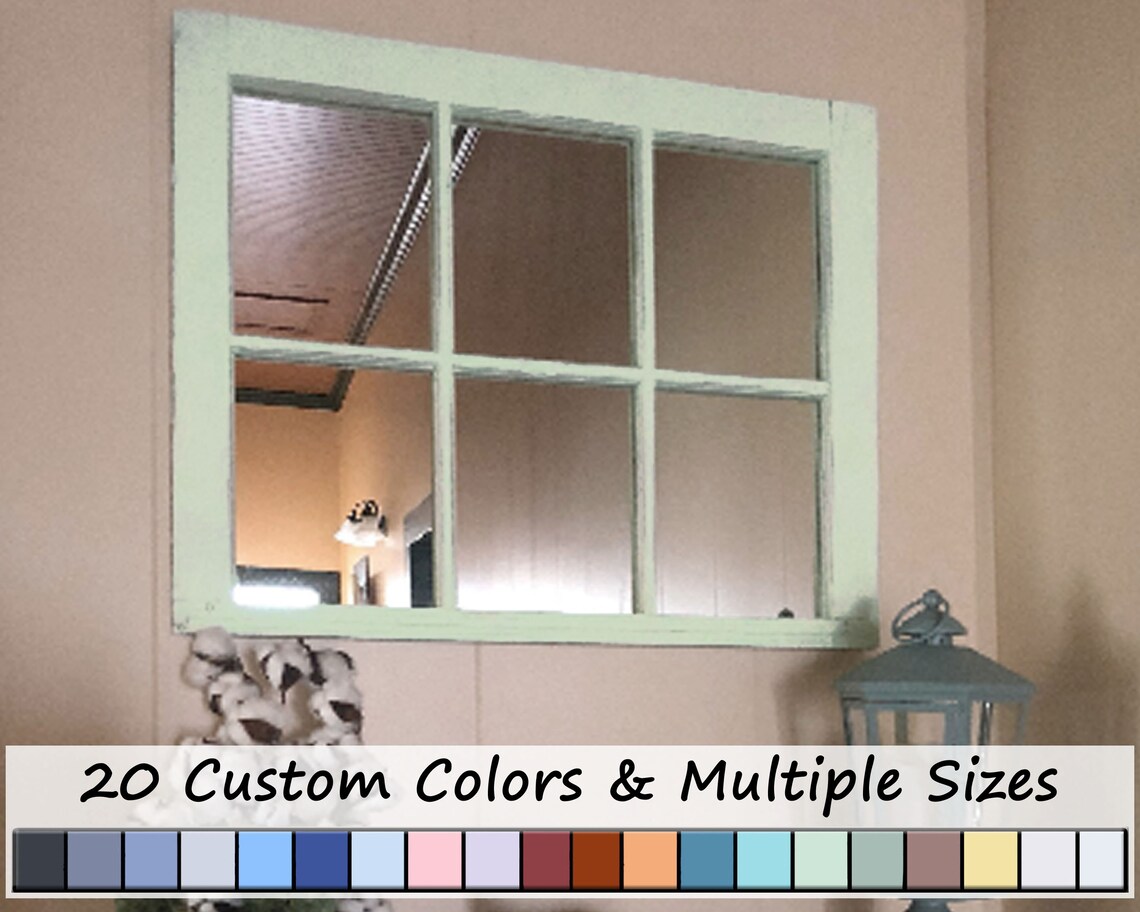 Mirror Wall Decor Reclaimed Wood Window Mirror 6 Pane Frame - Etsy