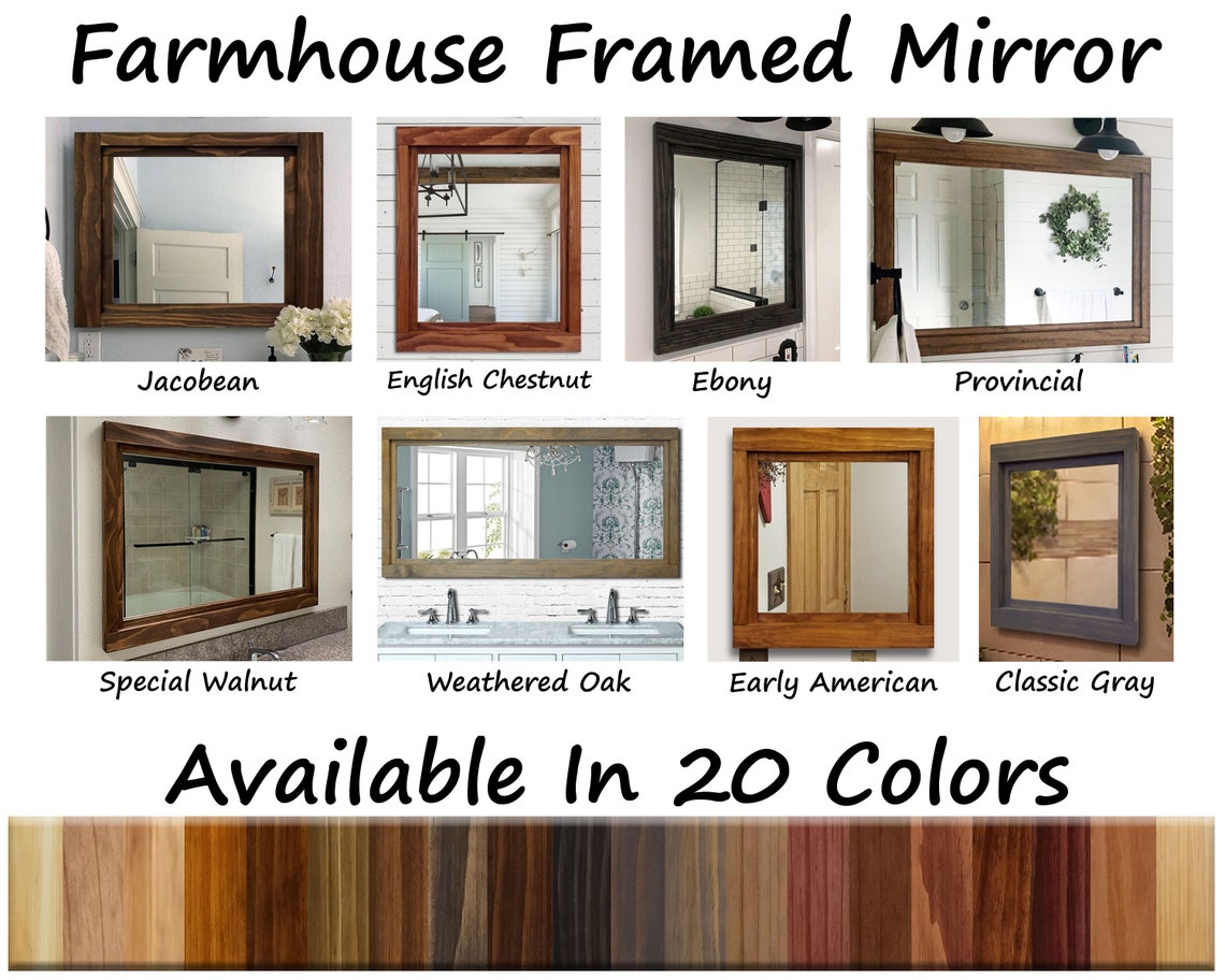 Farmhouse Framed Wall Mirror 20 Stain Colors Vanity Mirror - Etsy