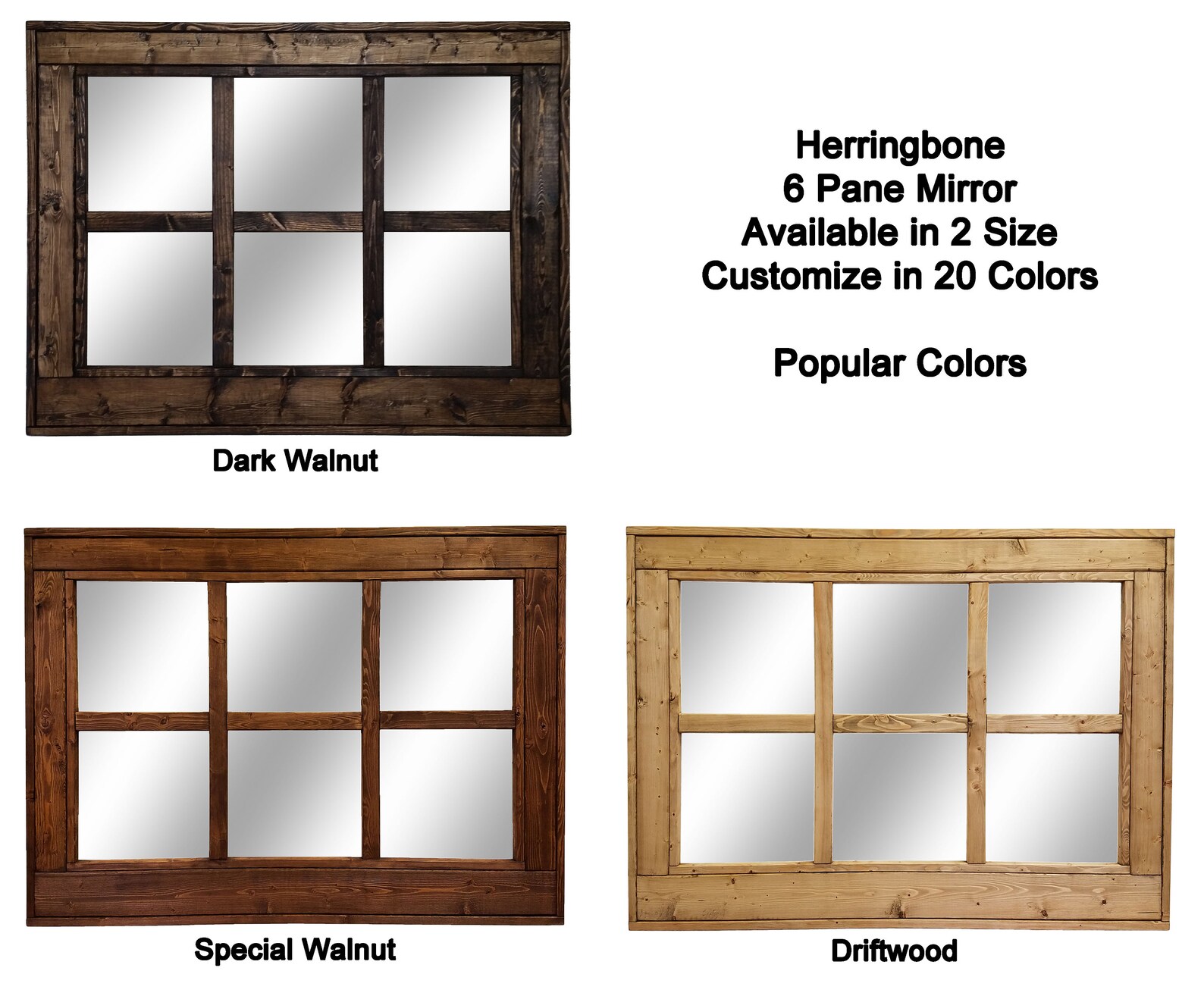 Herringbone Window 6 Pane Mirror Handmade Wood Mirror - Etsy