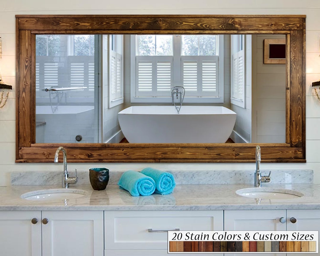 Herringbone Handmade Rustic Large Wood Framed Wood Mirror, 20 Stain ...