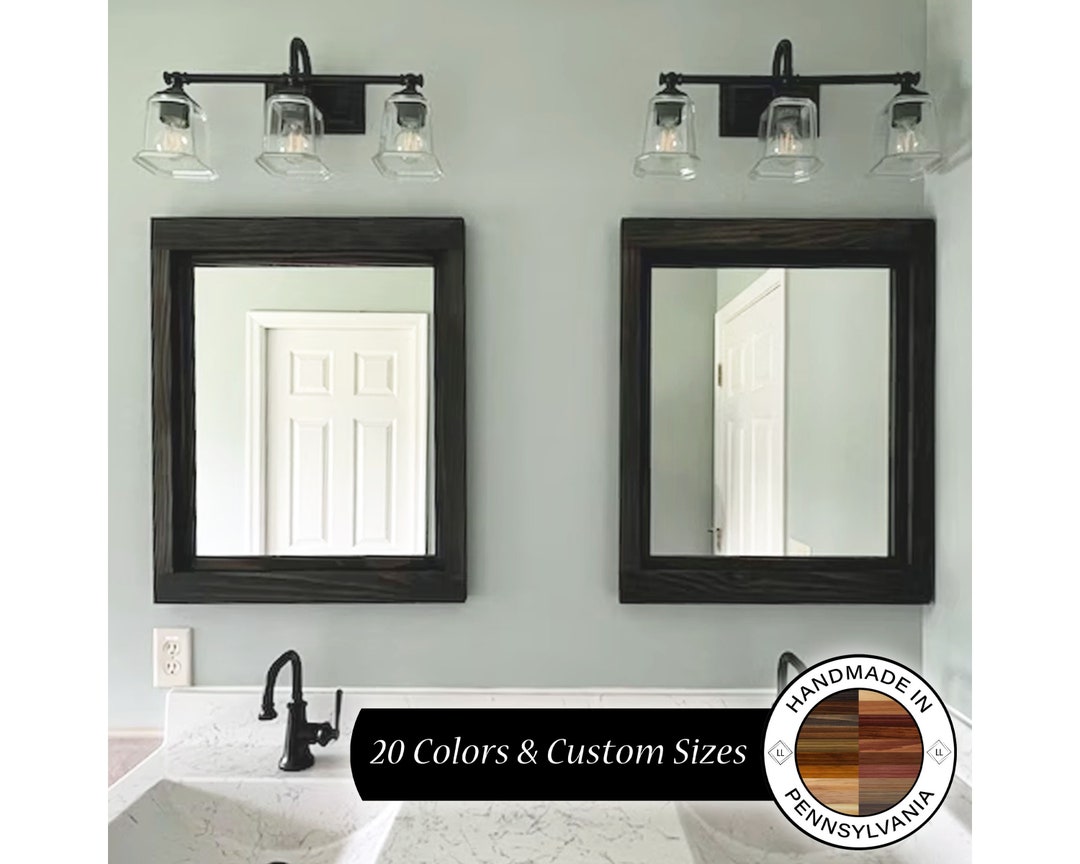 Handcrafted Farmhouse Bathroom Mirror - Wood Frame Mirror, Custom Sizes ...