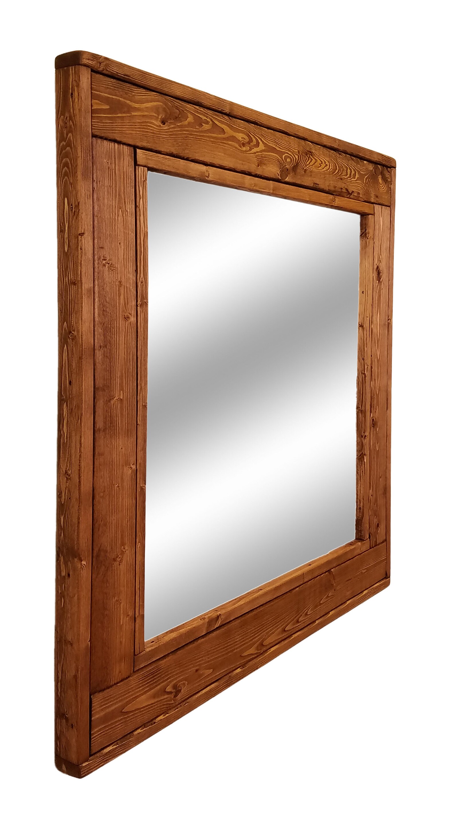 Square Herringbone Rustic Wood Mirror 20 Stain & Paint - Etsy