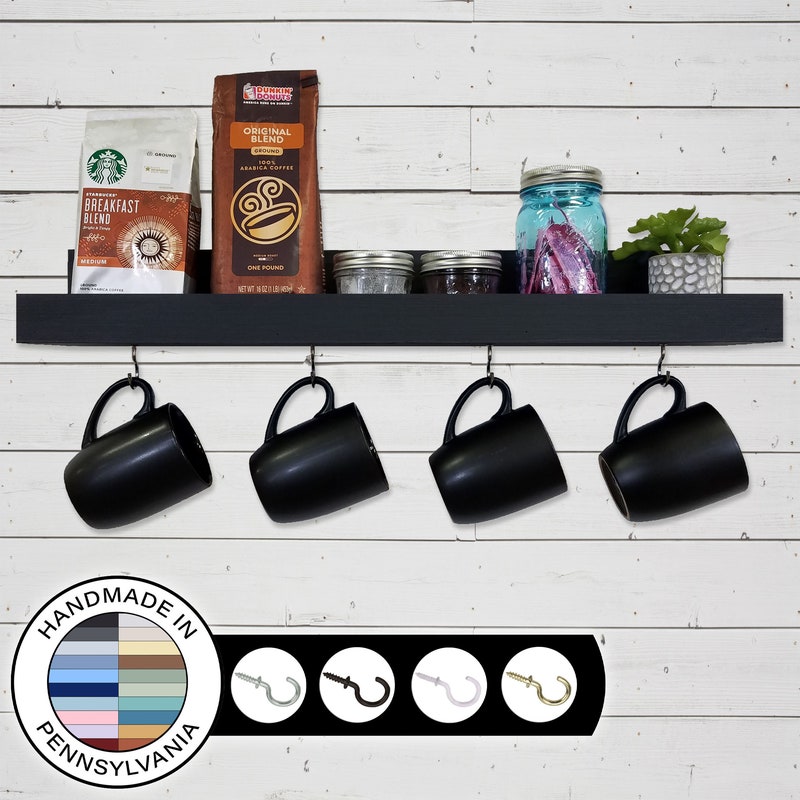 Coffee Shelf With Hooks - Etsy