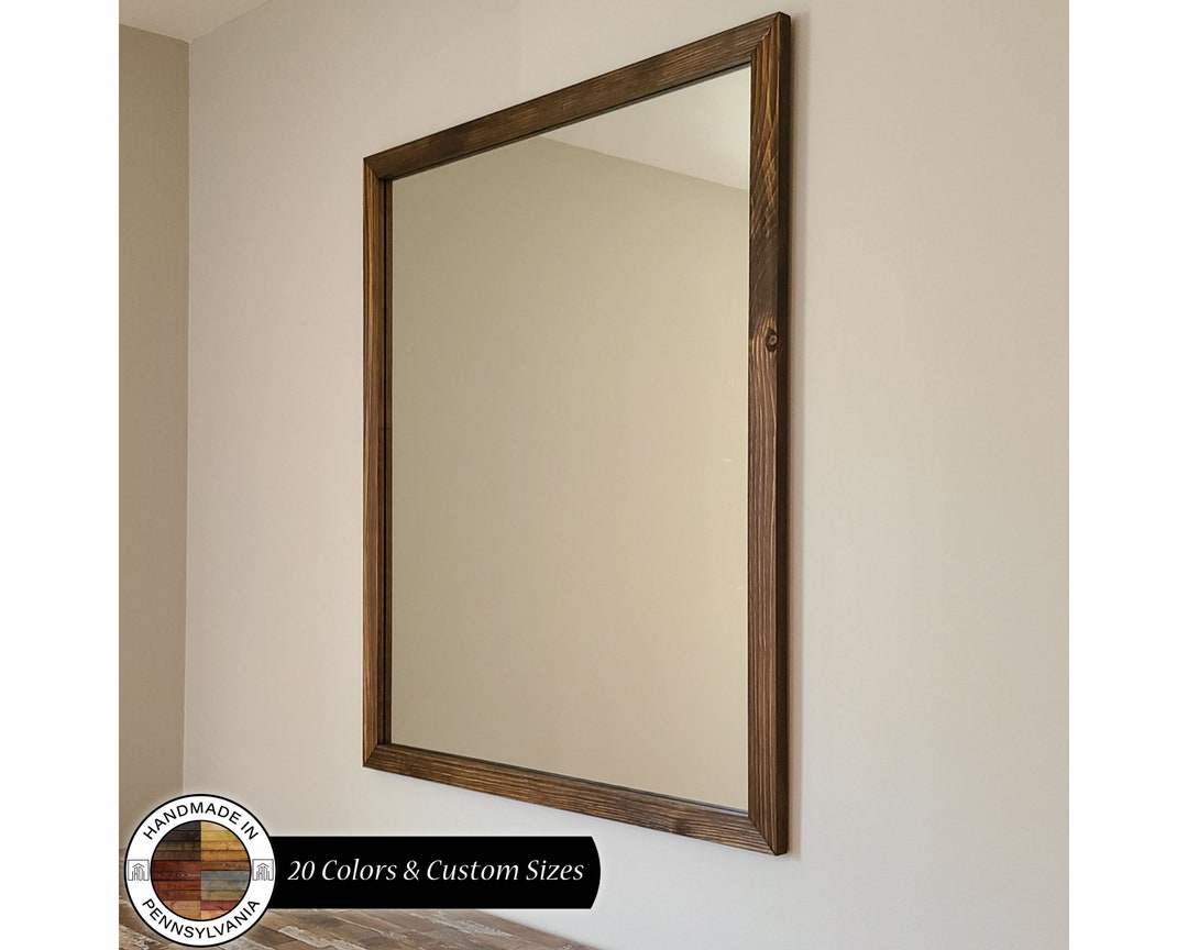 Carriage House Rustic Wood Rectangular Wall Mirror, Mirror Wall Decor ...