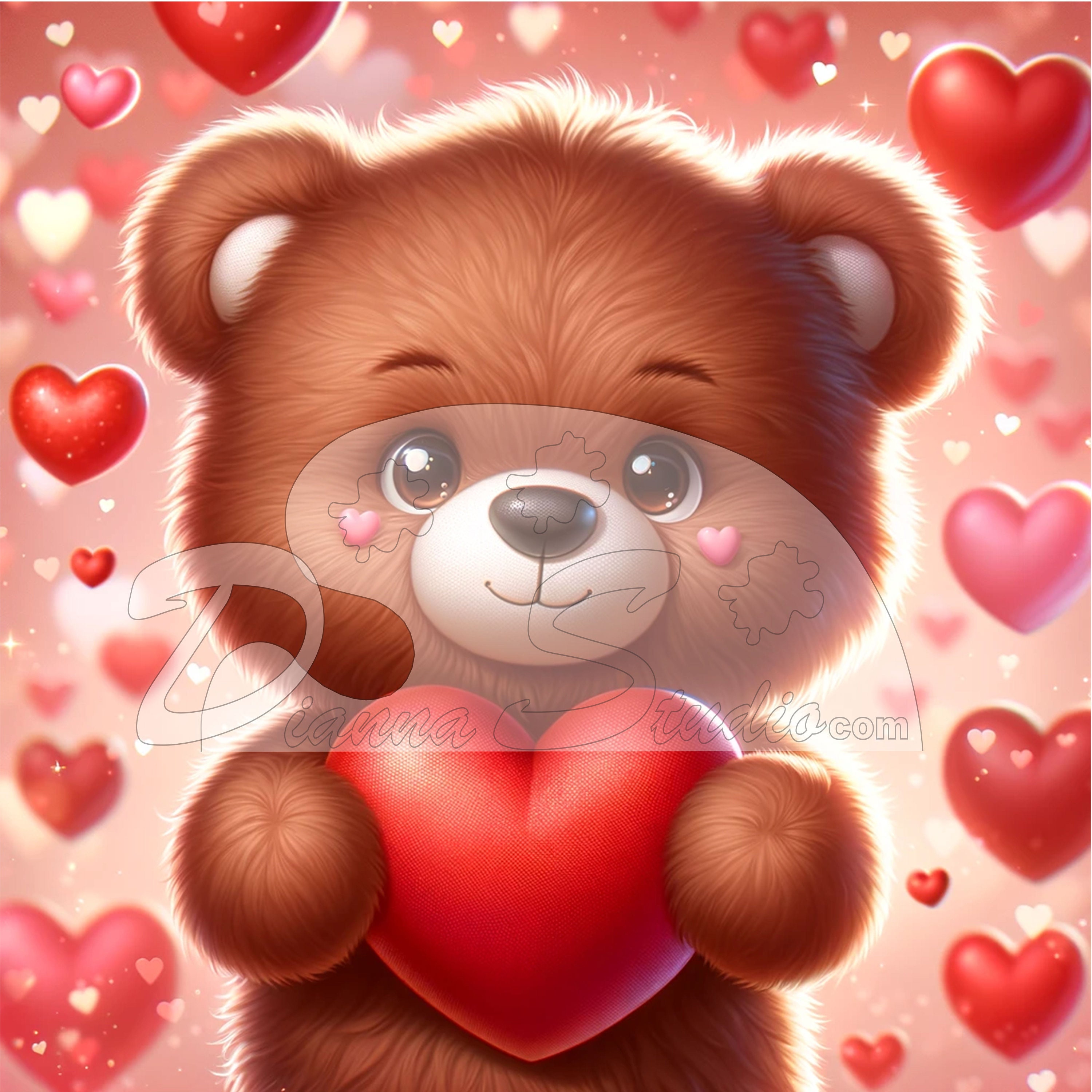 Teddy Bear Valentine Heart, Digital Art, Instant PNG, Download Full ...