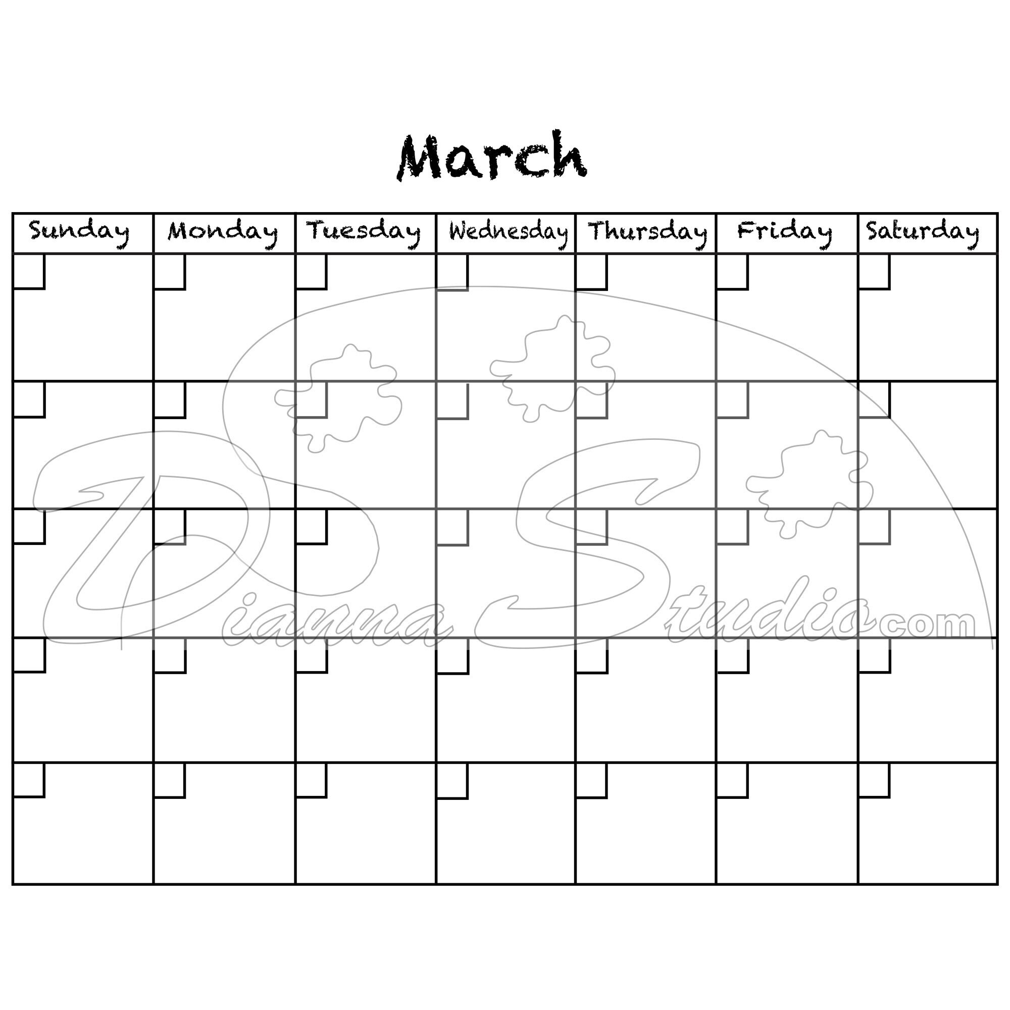 Printable Monthly Calendars, Twelve Months, Landscape, Full Set, Sunday ...