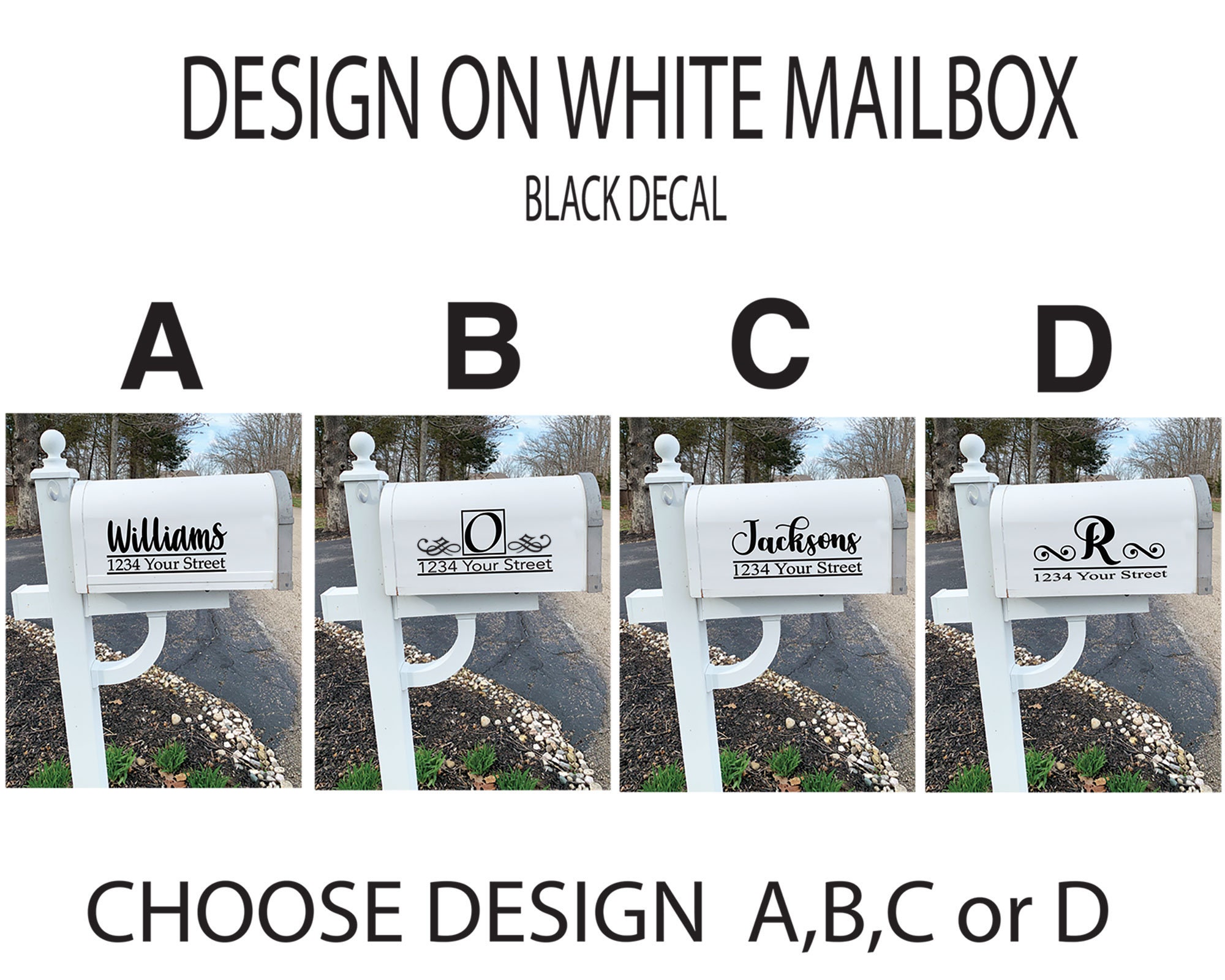 Mailbox Decal, Mailbox Sign, Custom Mailbox, Vinyl Name Decal, Black ...