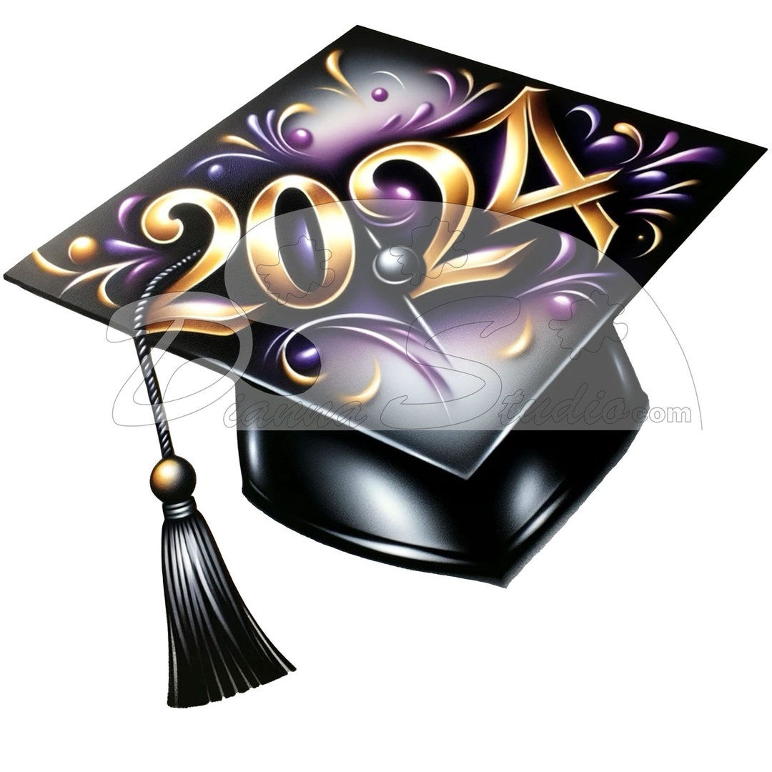 Purple Graduation Hat, Digital Art PNG (printable), Planner Clip Art ...