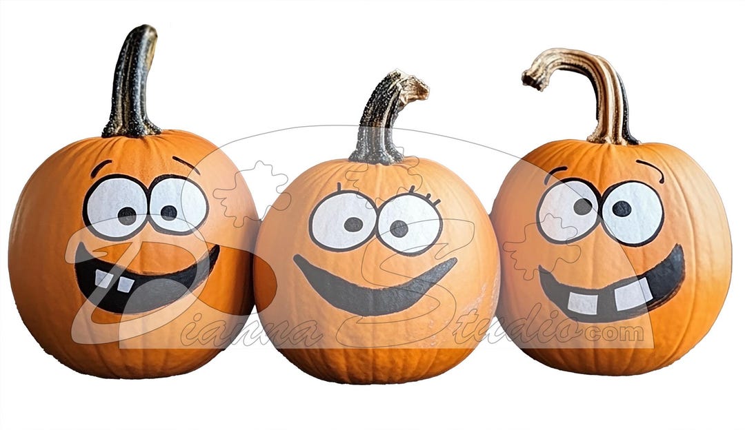 Funny Face Pumpkins Fall PNG: Playful Digital Art (printable) - Etsy