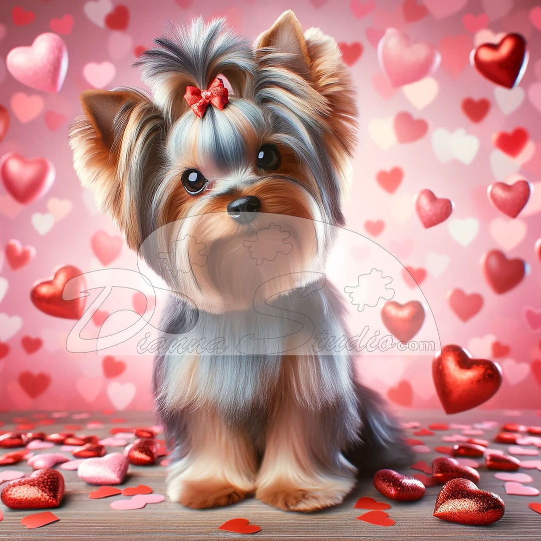 Valentine Yorkie, Digital Art, Instant PNG, Download Full Color ...