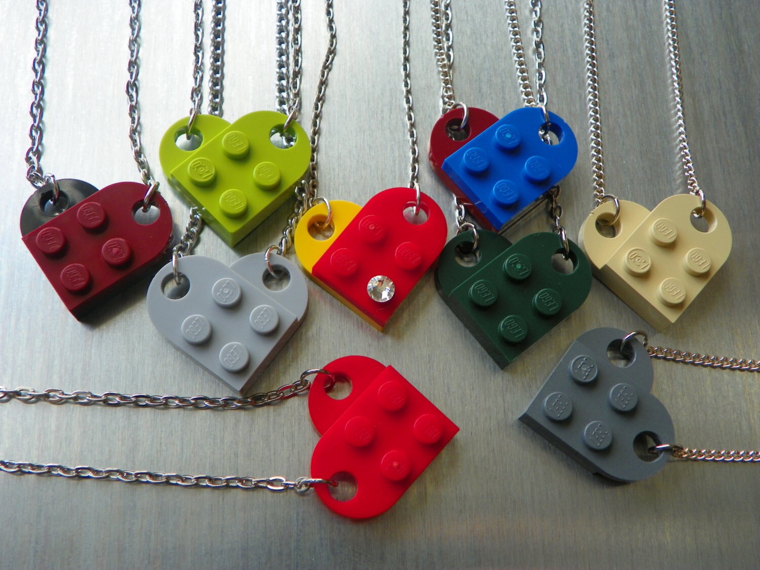 Brick Valentine Heart Necklace With Optional Crystal Made - Etsy