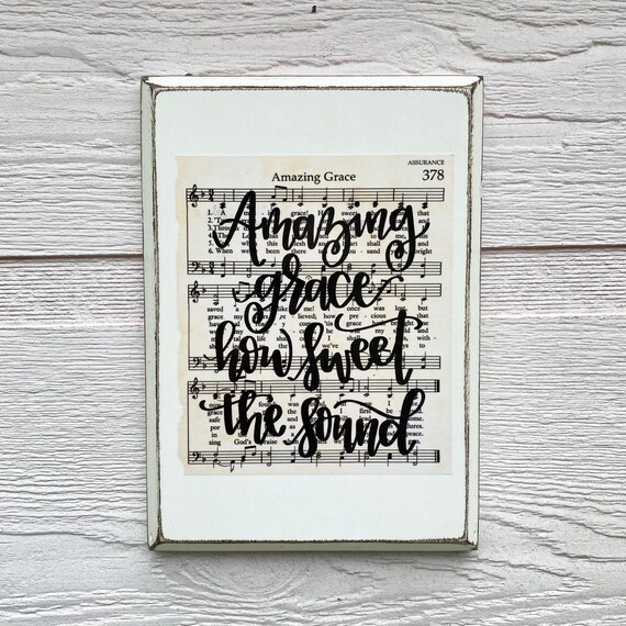 Amazing Grace Hymn Sign Christian Music Wall Art - Etsy