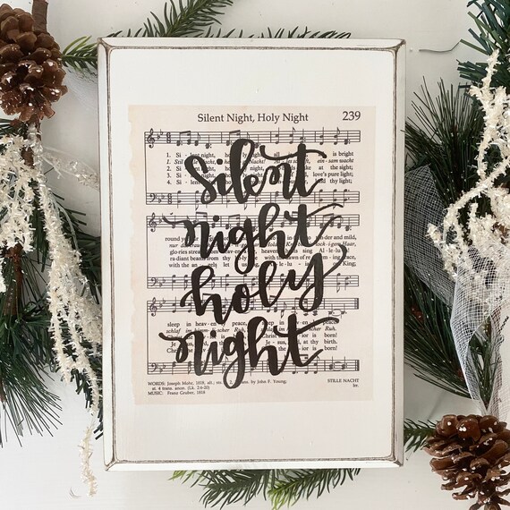 Silent Night Holy Night Christmas decor Hymn Wall Art | Etsy