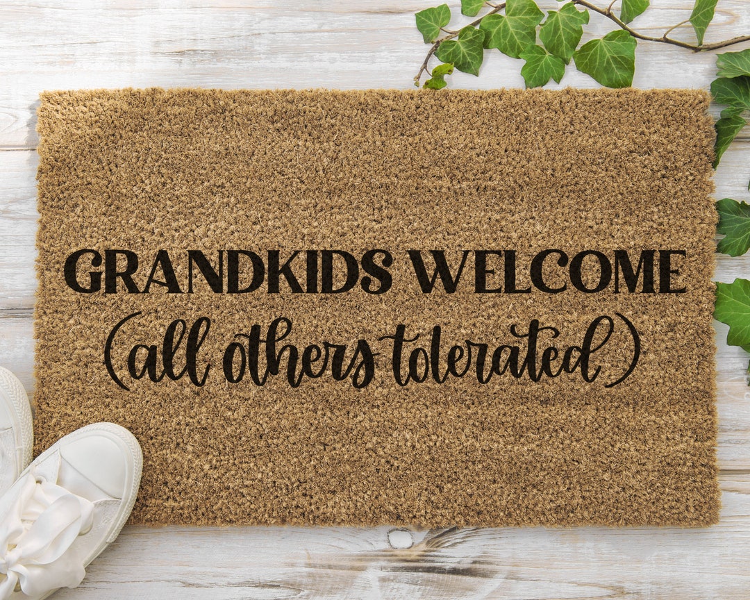 Grandkids Welcome Others Tolerated Doormat, Grandma Grandpa Gift, Gift ...