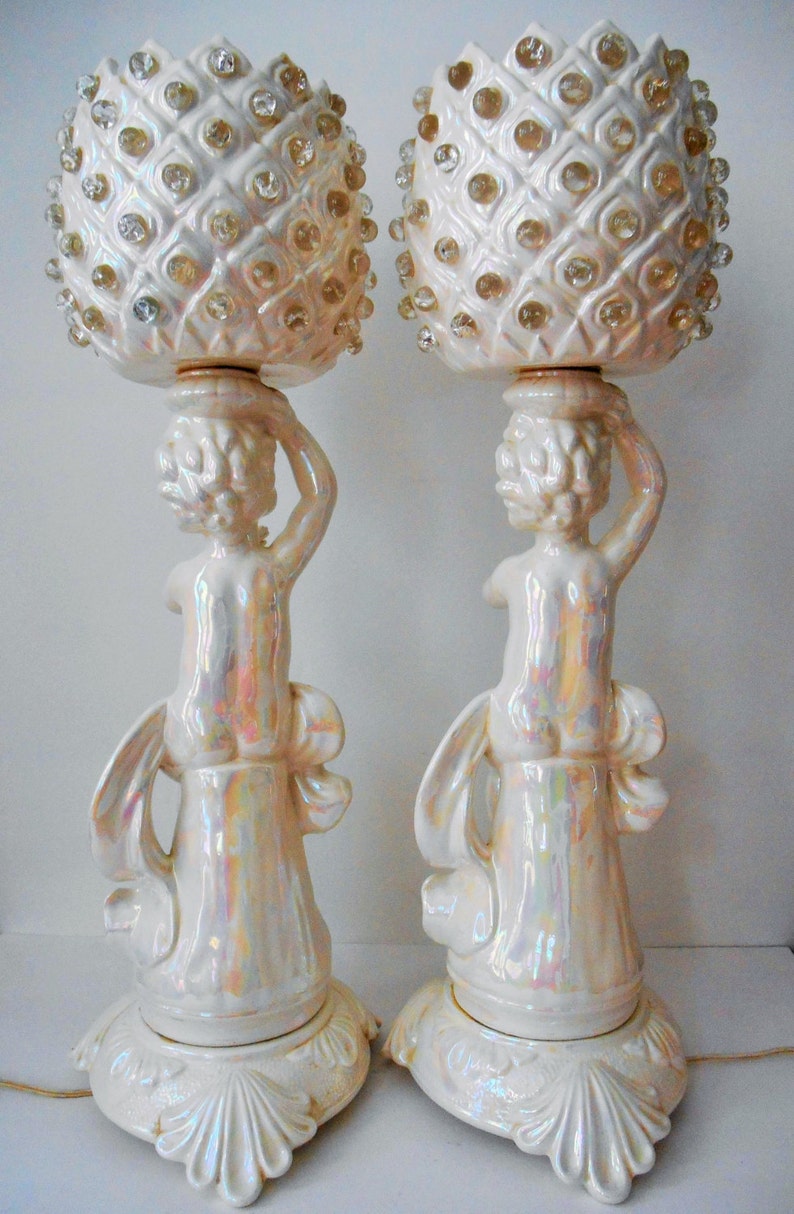 Retro Mid-Century Modern Ceramic Cupid Figurines/Pineapple | Etsy