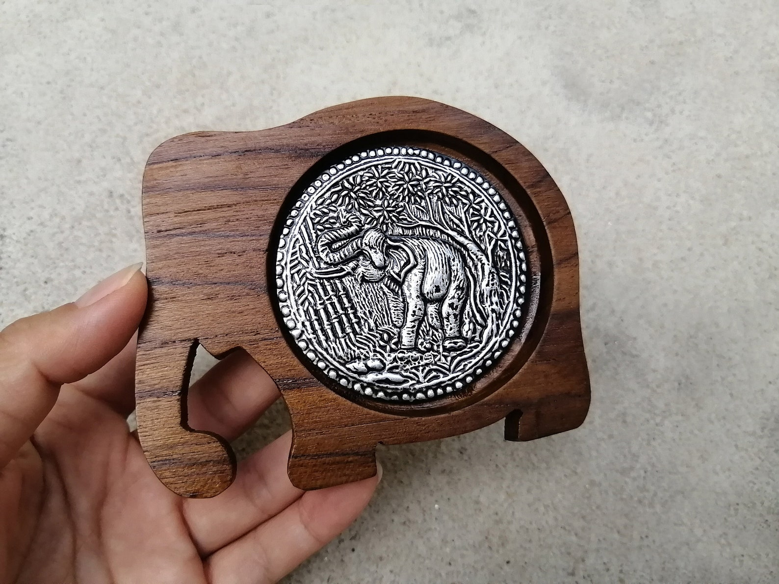 Wooden Wood Elephant Shaped Coasters Crafts Tea Cup Saucers | Etsy