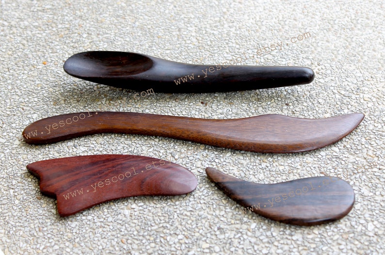 Gua Sha Reflexology Massage Tool Natural Wood Face Body Etsy