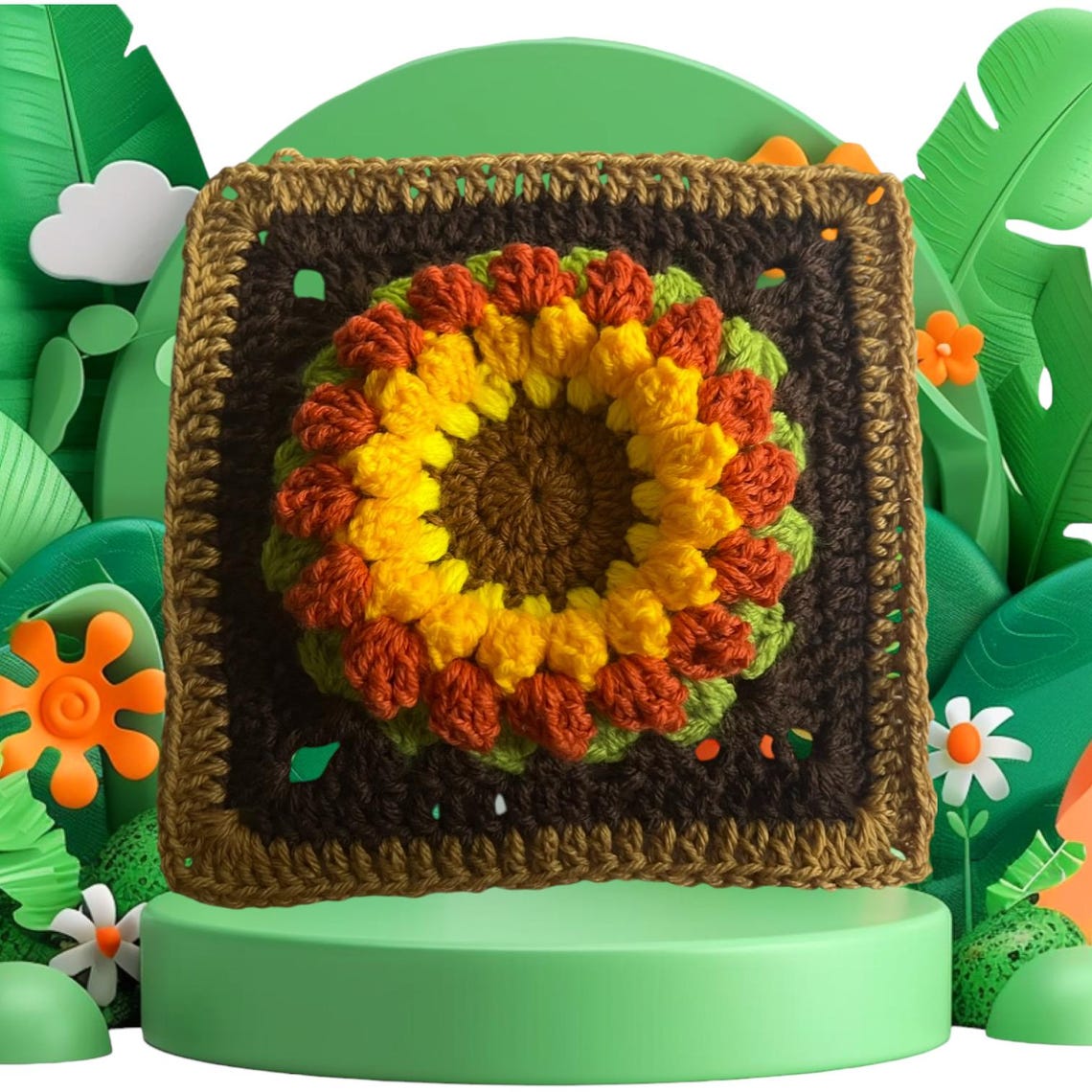 Beginner Friendly Crochet 3D Flower Granny Square - Etsy