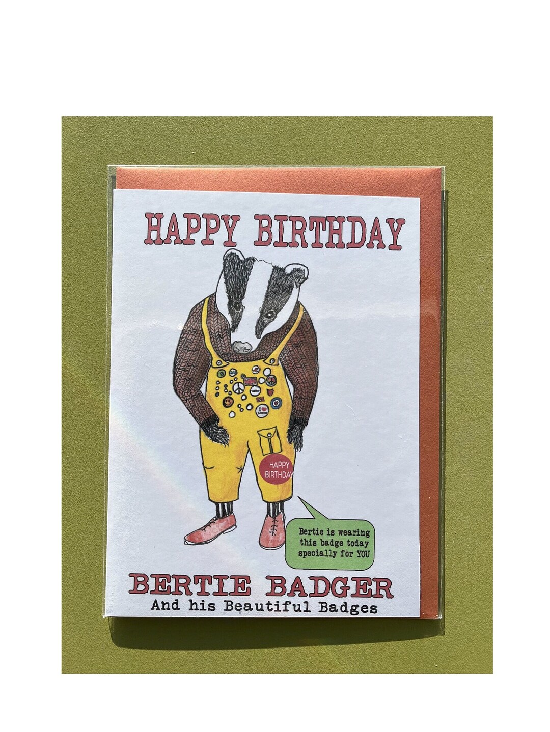 Badger Birthday Card, Bertie Badger, Animal Lovers Card, Girls Birthday ...