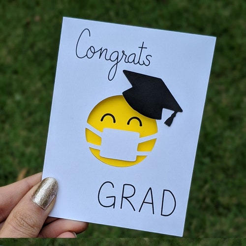 Congrats Grad Mini Blank Quarantine Graduation Card Social | Etsy