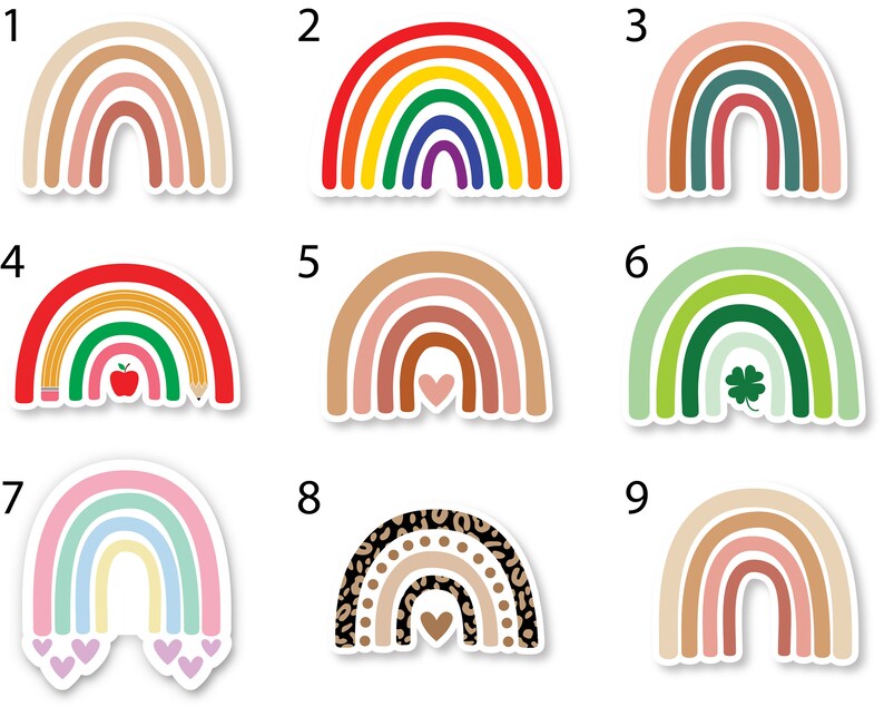 Boho Rainbow Sticker Hand Drawn Boho Rainbow Sticker for - Etsy