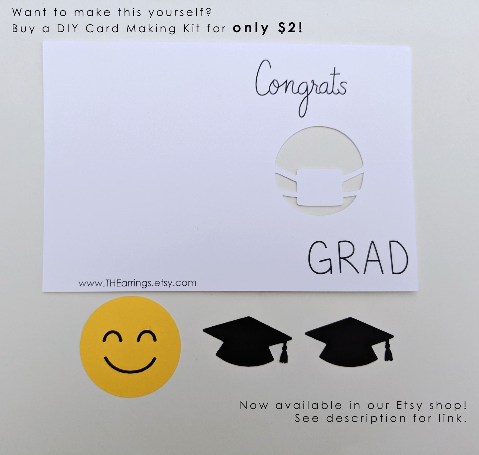 Congrats Grad Mini Blank Quarantine Graduation Card Social | Etsy