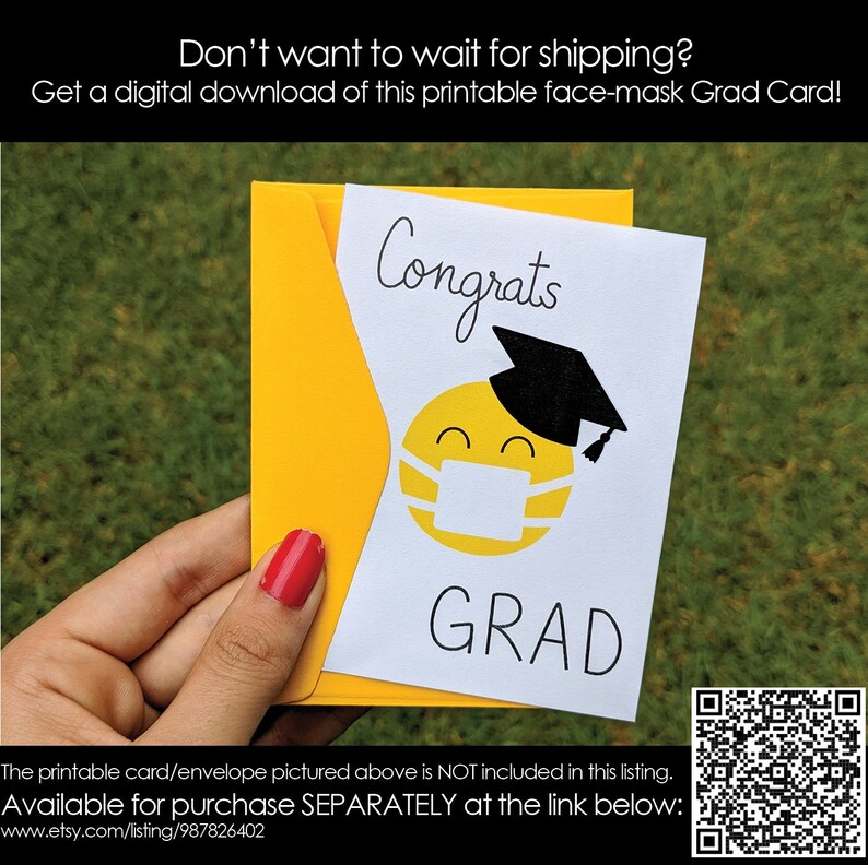 Congrats Grad Mini Blank Quarantine Graduation Card Social - Etsy