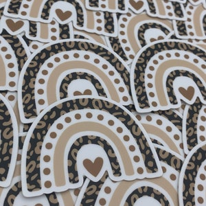 Leopard Print Rainbow Sticker | Hand Drawn Cheetah Boho Rainbow Sticker ...
