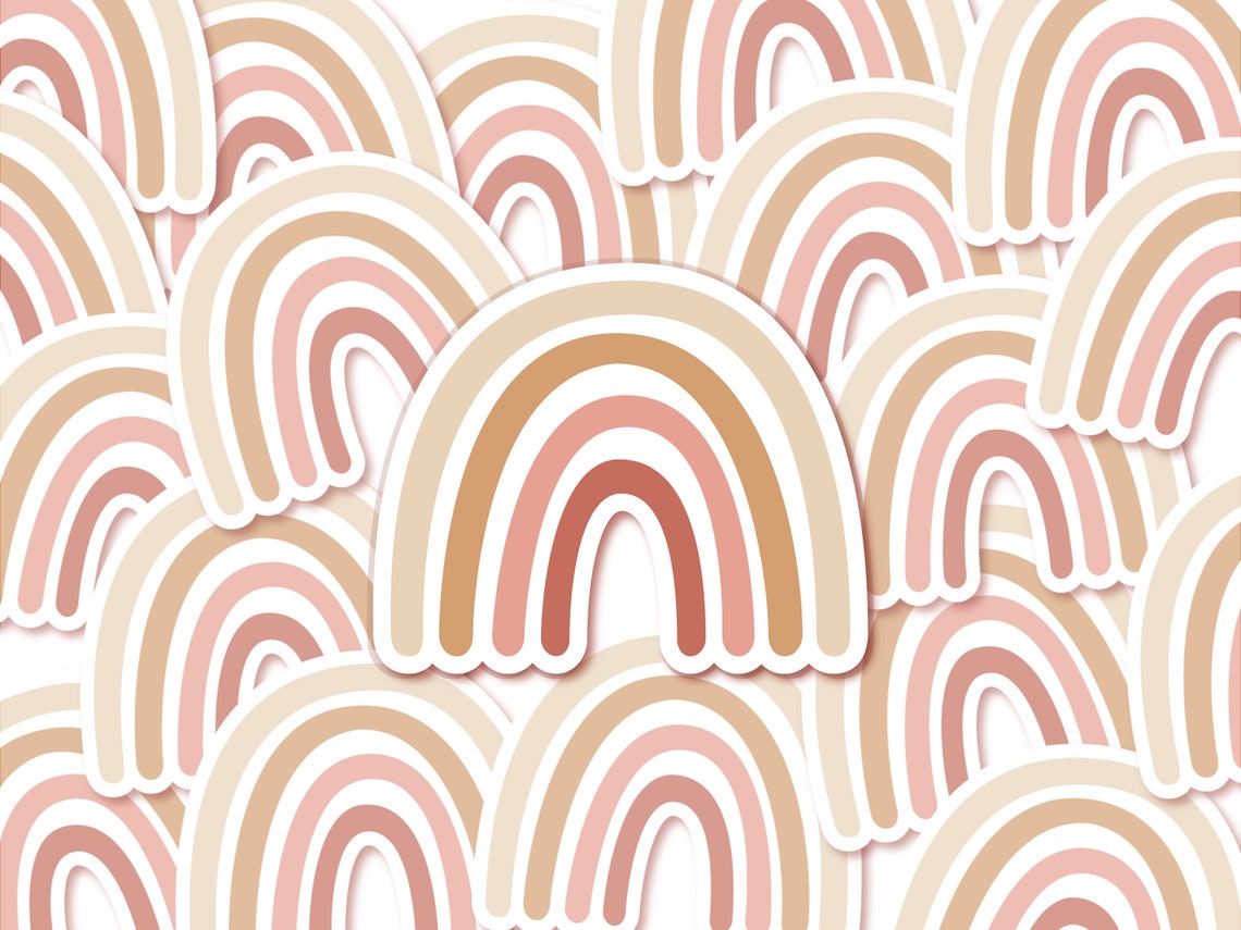 Boho Rainbow Sticker Hand Drawn Boho Rainbow Sticker for - Etsy