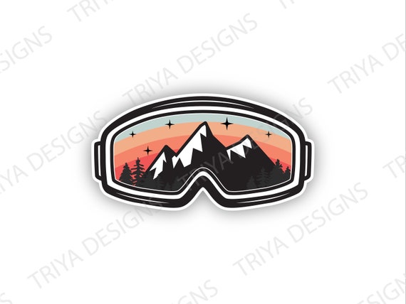 Ski Goggles With Mountains Sticker Skiing Winter Sports - Etsy