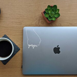 Custom State With Text Outline Decal | Hand Lettered Cursive Text Vinyl ...