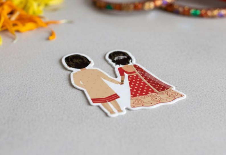 Desi Couple Sticker | Indian Wedding Couple Art | Bride and Groom ...
