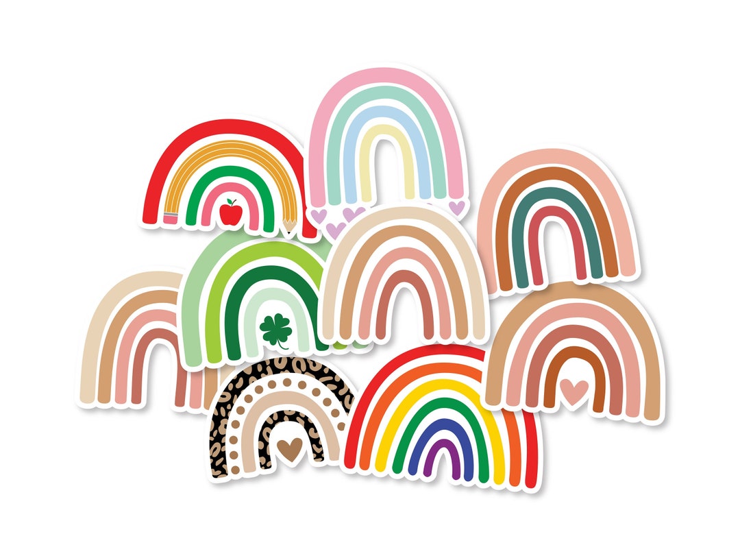 Boho Rainbow Sticker Hand Drawn Boho Rainbow Sticker for Laptop, Water ...