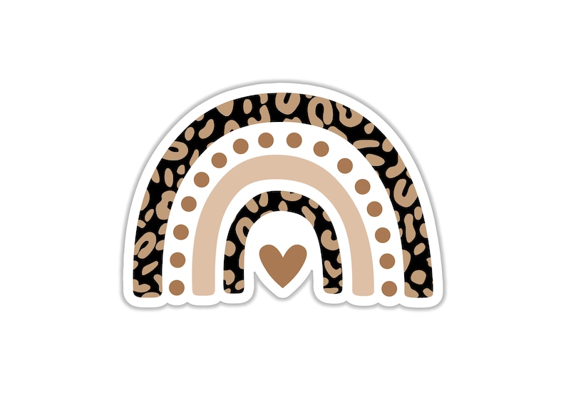 Leopard Print Rainbow Sticker | Hand Drawn Cheetah Boho Rainbow Sticker ...