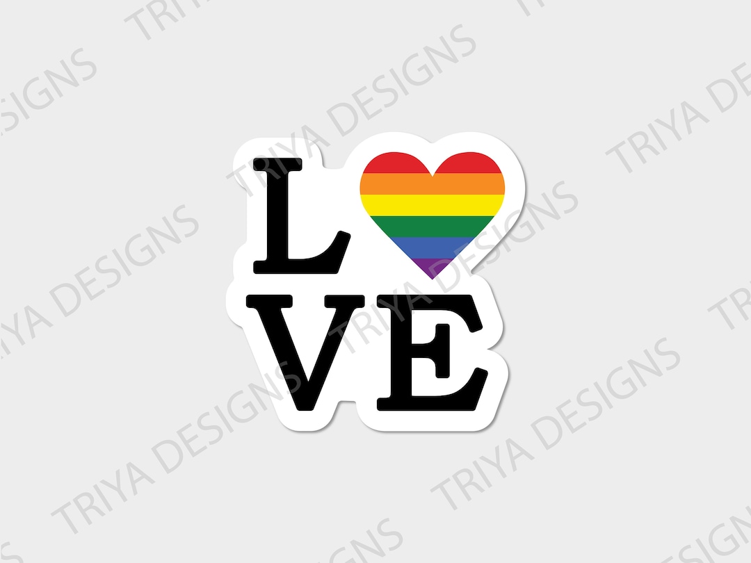 LOVE With Rainbow Heart Sticker | Gay Pride Sticker, Rainbow Love ...