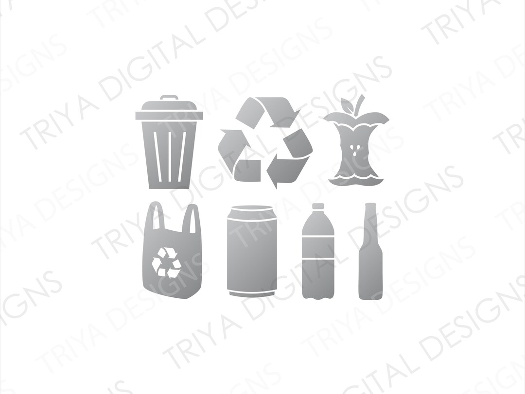 Waste Symbol Decal | Compost, Plastic, Glass, Trash Can Labels, Waste ...