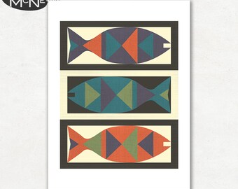 Abstract fish art | Etsy