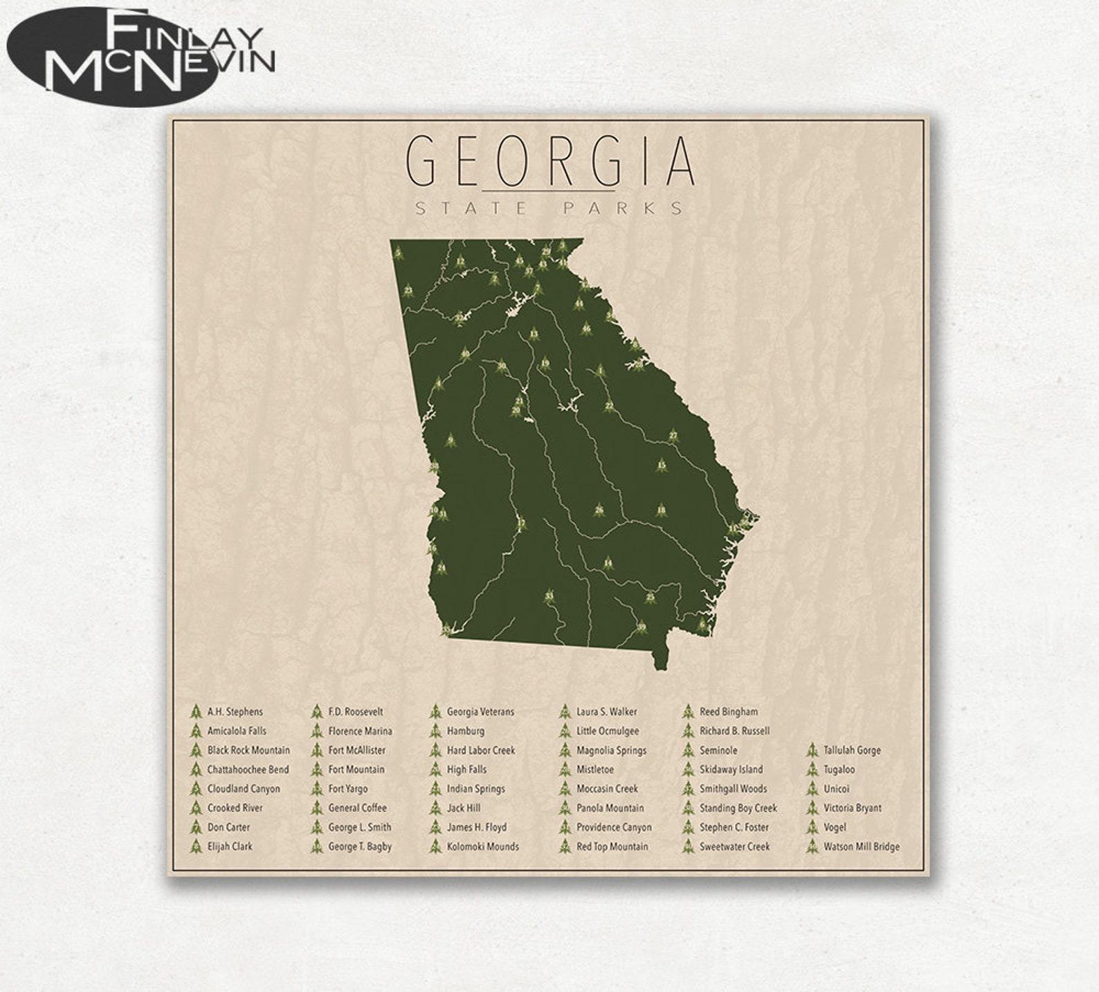 GEORGIA PARKS State Park Map Fine Art Photographic Print for - Etsy