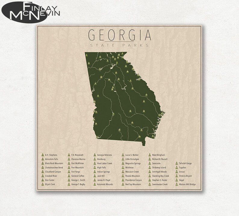 GEORGIA PARKS State Park Map Fine Art Photographic Print for - Etsy